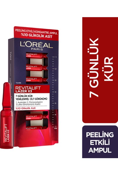 Loreal Revitalift Lazer 7 Günlük Kür Peeling Etkili Ampul 7X1ML Loreal Revitalift Lazer 7 Günlük Kür Peeling Etkili Ampul 7X1ML
