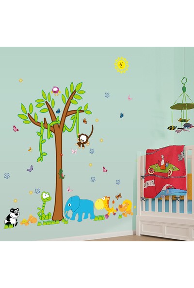 Crystal Kids Bebek Çocuk Odası Ağaç Maymun Hayvanlar Duvar Sticker