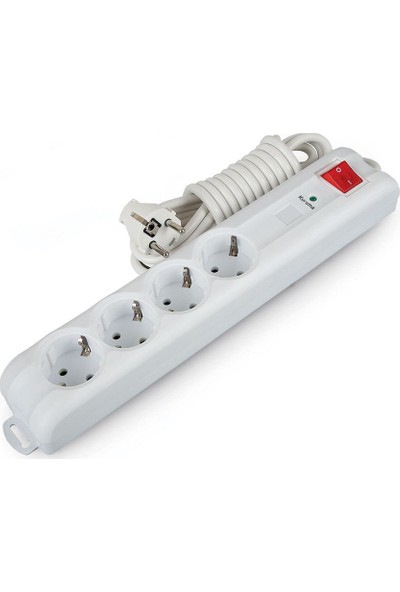 Sims Akım Korumalı Priz Anahtarlı 4 Çıkışlı Beyaz 1 M
