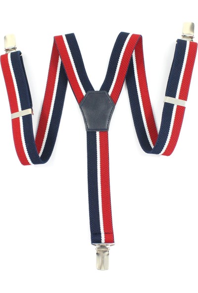 Dwoy Metal Klipsli Lacivert / Kırmızı Çizgili Çocuk Pantolon Askısı