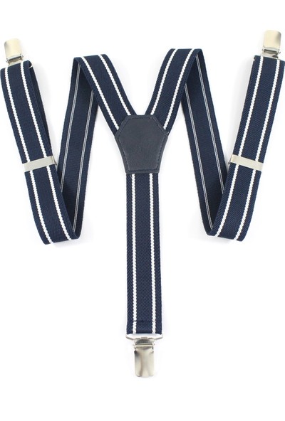 Dwoy Metal Klipsli Çizgili Lacivert Çocuk Pantolon Askısı