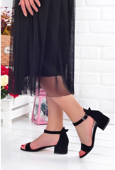 Ayakland 352-05 Süet 3 cm Topuk Kadın Sandalet