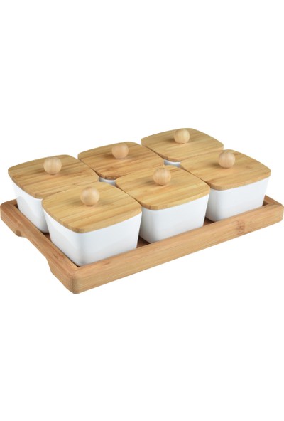 Bambum Lalin - 13 Parça Bambu Kapaklı Kahvaltı Seti