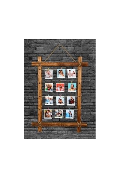 Chn Wood Ahşap Mandallı Resim Çerçevesi İpli Fotoğraf Askısı