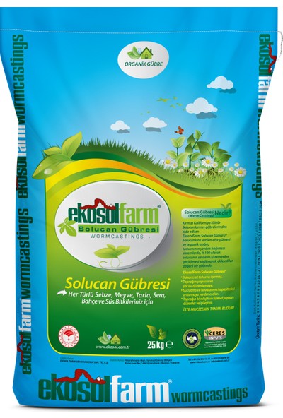 Ekosolfarm %100 Organik Solucan Gübresi® 25 Kg.