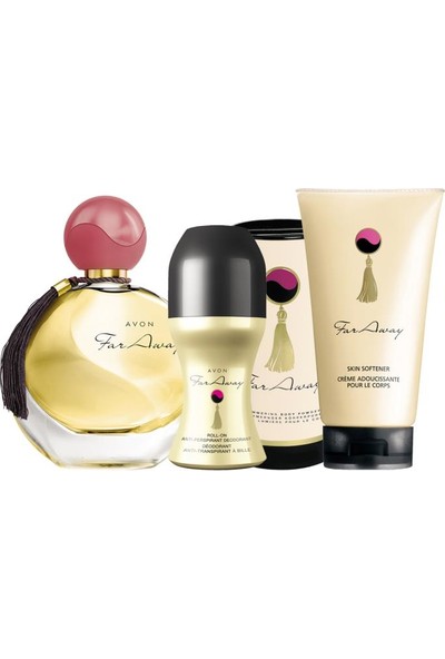 Avon Far Away Kadın Parfüm Losyon Rollon ve Vücut Pudrası Seti Avon Far Away Kadın Parfüm Losyon Rollon ve Vücut Pudrası Seti