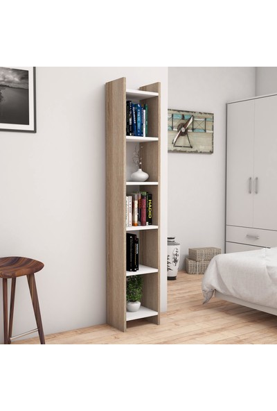 Bimossa W1020 Hüma Kitaplık Ceviz Beyaz 28.6cm