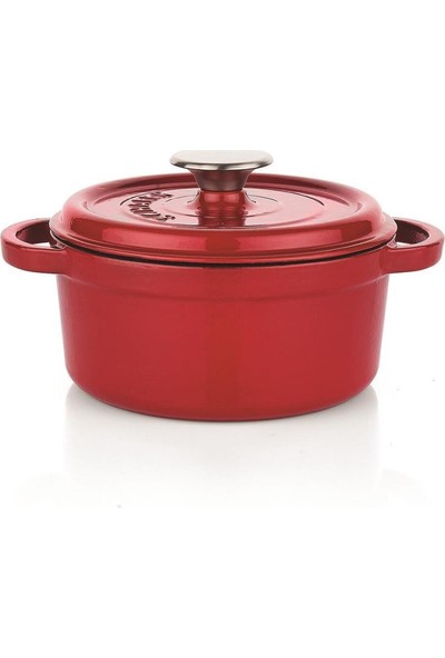 Schafer Guss Chef Demir Döküm 20 cm Derin Tencere Kırmızı