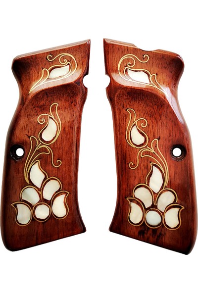 Sarsılmaz Mega Sedef Kakmalı Ahşap Tabanca Kabzesi