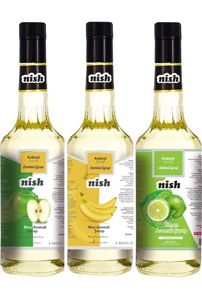 Nish Kahve Nish Elma Muz Limon Aromalı Şurup 3 x 700 ml Nish Kahve Nish Elma Muz Limon Aromalı Şurup 3 x 700 ml