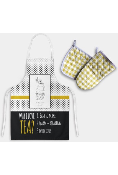 Belnido Home Dijital Baskılı Mutfak Önlüğü Seti MO4004