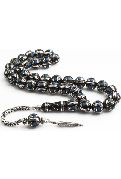 Tesbih Sepetim Gümüş ve Mine Işlemeli Büyük Boy Oltu Taşı Tesbih Tesbih Sepetim Gümüş ve Mine Işlemeli Büyük Boy Oltu Taşı Tesbih