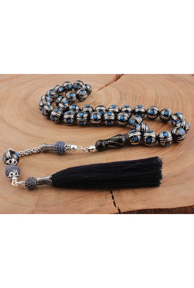 Tesbih Sepetim Gümüş ve Mine Işlemeli Büyük Boy Oltu Taşı Tesbih Tesbih Sepetim Gümüş ve Mine Işlemeli Büyük Boy Oltu Taşı Tesbih