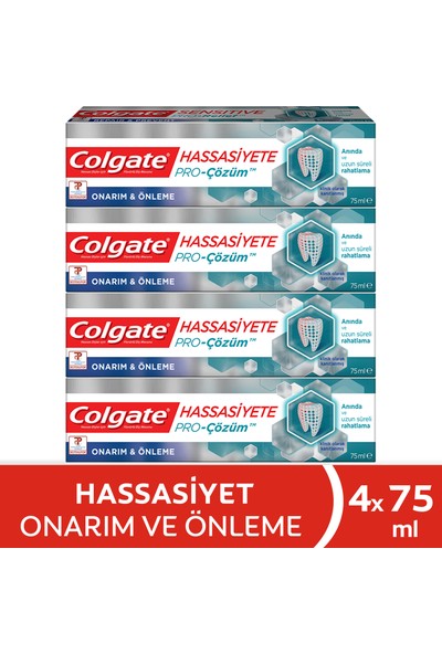 Colgate Hassasiyete Pro Çözüm Onarım ve Önleme Diş Macunu 75 ml x 4 Adet Colgate Hassasiyete Pro Çözüm Onarım ve Önleme Diş Macunu 75 ml x 4 Adet