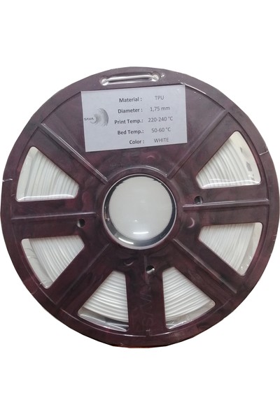 Sava Tpu (Flex) Esnek Filament - 1.75 mm Beyaz Sava Tpu (Flex) Esnek Filament - 1.75 mm Beyaz