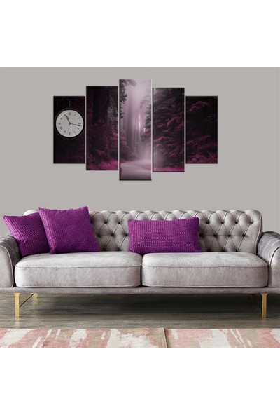 Markapia Home Orman Temalı 5 Parça Mdf Saat Tablo Markapia Home Orman Temalı 5 Parça Mdf Saat Tablo