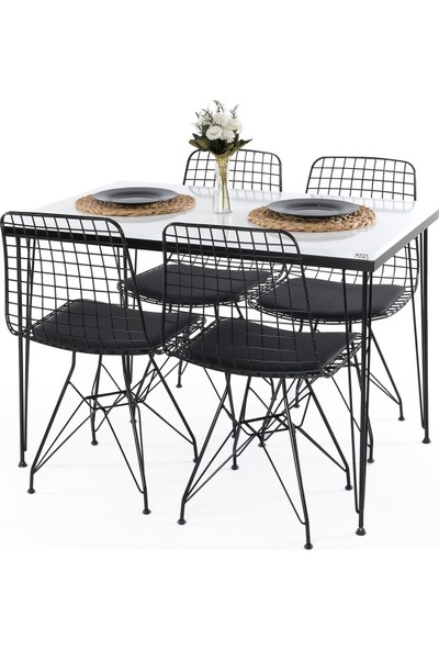 Mars Mobilya Rustik Beyaz Tel Ayaklı Masa Sandalye Takımı Mars Mobilya Rustik Beyaz Tel Ayaklı Masa Sandalye Takımı