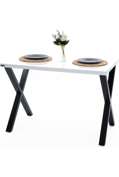 Mars Mobilya Woody Beyaz Metal Ayaklı Mutfak Masası