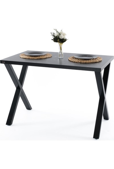 Mars Mobilya Woody Siyah Metal Ayaklı Mutfak Masası