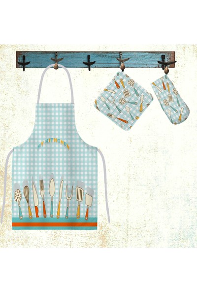 Belnido Home Çatal Baskılı Pamuklu Su Geçirmez Mutfak Önlüğü Seti MFS00005 Belnido Home Çatal Baskılı Pamuklu Su Geçirmez Mutfak Önlüğü Seti MFS00005