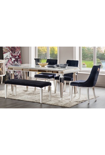 Cadde Yıldız Rachel Luxury Masa Takımı - Ekru