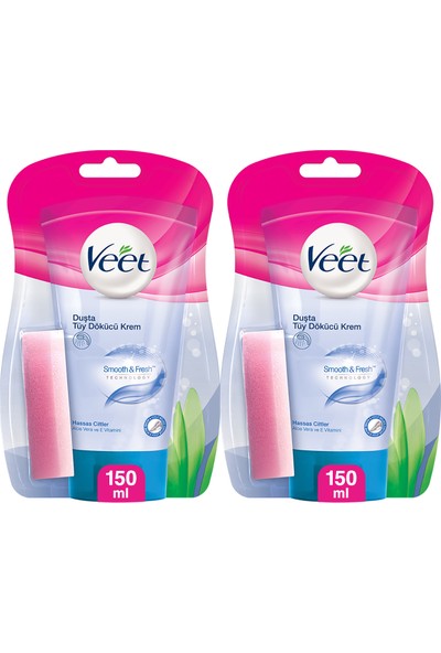 Veet Duşta Tüy Dökücü Krem Bacak & Vücut Bölgesi Hassas Ciltler 150 ml X 2 Veet Duşta Tüy Dökücü Krem Bacak & Vücut Bölgesi Hassas Ciltler 150 ml X 2