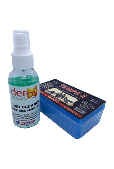 Derby Leather Cleaner Deri Temizleyici Şampuan 100 ml Sprey Parlatıcı Sünger + Boya Süngeri Derby Leather Cleaner Deri Temizleyici Şampuan 100 ml Sprey Parlatıcı Sünger + Boya Süngeri