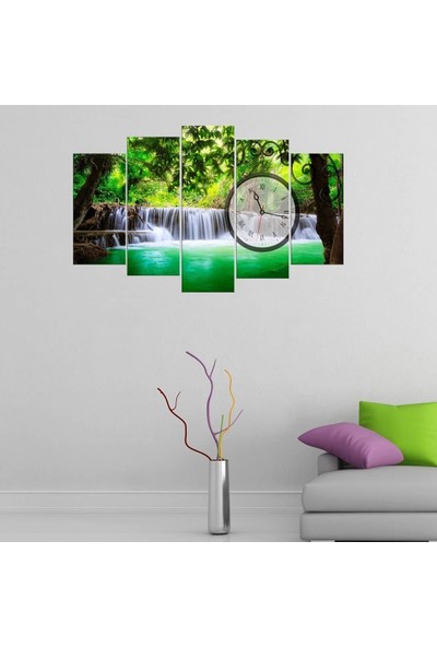 Markapia Home Yeşil Şelale 5 Parça Mdf Saat Tablo Markapia Home Yeşil Şelale 5 Parça Mdf Saat Tablo