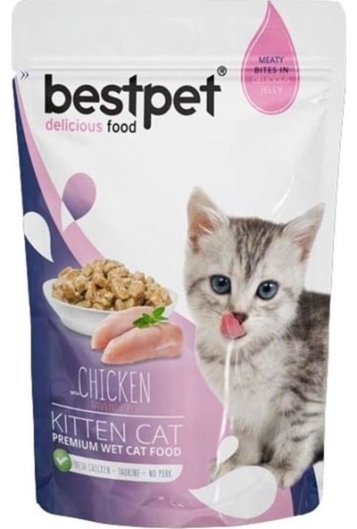 Bestpet Kitten Jelly Tavuklu Yavru Kedi Pouch Mama 85 gr Bestpet Kitten Jelly Tavuklu Yavru Kedi Pouch Mama 85 gr
