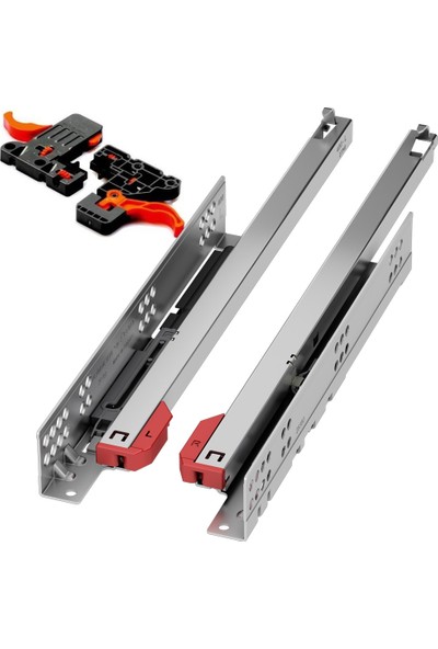 Samet Smart Slide Frenli Çekmece İçi Ray Tek Kademeli Açılım Krom 40 cm