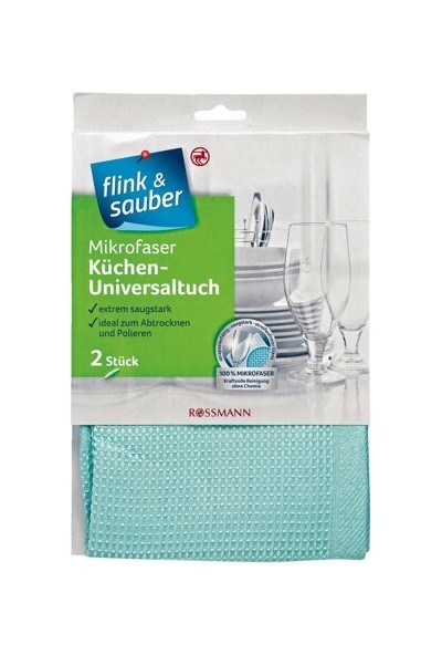 Flink & Sauber Mutfak Bezi Mikrofiber Tüm Yüzeyler, 40 x 60 cm 2'li Flink & Sauber Mutfak Bezi Mikrofiber Tüm Yüzeyler, 40 x 60 cm 2'li