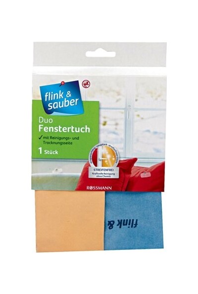 Flink & Sauber Mikrofiber Cam Bezi 2 Yüzeyli, Tekli, 35 x 40 cm Flink & Sauber Mikrofiber Cam Bezi 2 Yüzeyli, Tekli, 35 x 40 cm