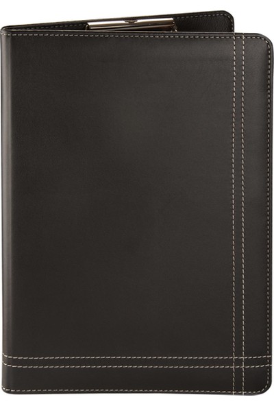 2K A4 Suni Deri Çizgi Dikiş Sekreter Blok Tablası Hesap Makinalı 100 Yaprak Siyah