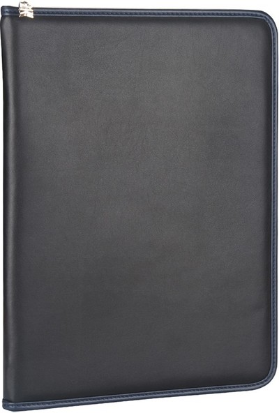 2K A4 Suni Deri Lüks Sekreter Blok Tablası Hesap Makinalı Fermuarlı 100 Yaprak Lacivert