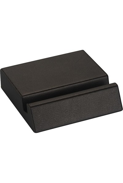 2K Suni Deri Masa Üstü Mdf Telefon Tutucu ve Kartvizitlik Siyah