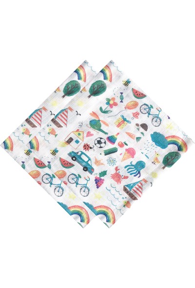 Mimiko Organik Müslin Omuz Örtüsü-Ağız Mendili 2'li Mimiko Organik Müslin Omuz Örtüsü-Ağız Mendili 2'li