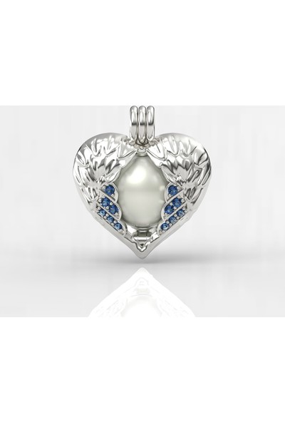 İstiridye İnci Safir Taşlı Melek İnci Kolye Seti AAA Kalite Akoya İstiridye İnci Safir Taşlı Melek İnci Kolye Seti AAA Kalite Akoya