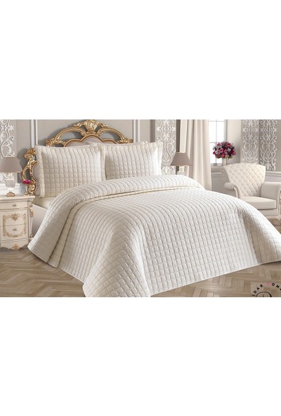 Kadınca Dükkan Çift Kişilik Yatak Örtüsü Krem