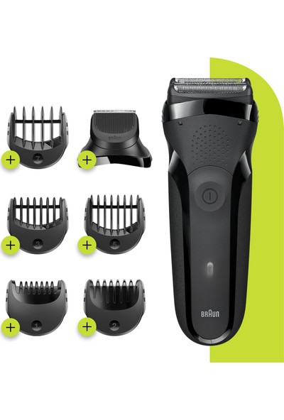 Braun 3 Serisi 300 BT BLK  3’ü 1 Arada Kuru Kullanım Kablosuz Tıraş Makinesi Braun 3 Serisi 300 BT BLK  3’ü 1 Arada Kuru Kullanım Kablosuz Tıraş Makinesi