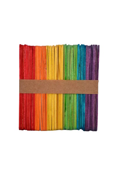 Homix Ahşap Dil Çubuğu Renkli Ince 50'li Homix Ahşap Dil Çubuğu Renkli Ince 50'li