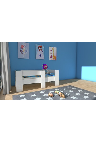 Etmermo Montessori Karyola Beyaz Eymo 2 Mini - 70 x 140 Yatak Uyumlu