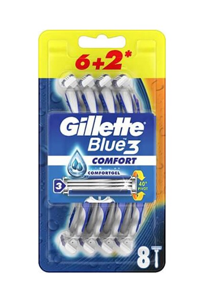 Gillette Blue 3 Comfort Kullan-At Tıraş Bıçağı 8'li Gillette Blue 3 Comfort Kullan-At Tıraş Bıçağı 8'li
