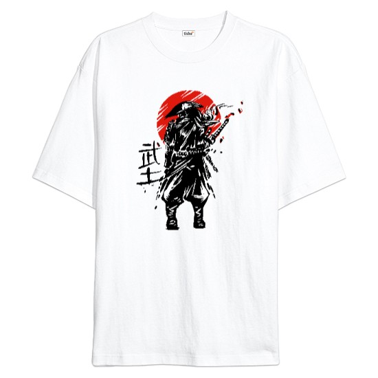 Tisho Samurai - Samuray Blu V5 Beyaz Oversize Unisex Tişört Fiyatı