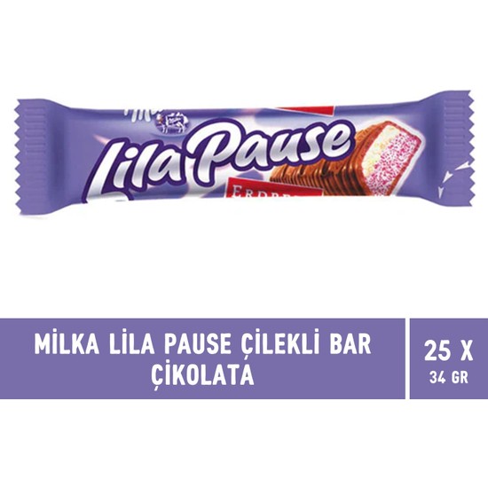 Milka Lila Pause Çilekli Bar Çikolata 34 gr - 25 Adet Fiyatı
