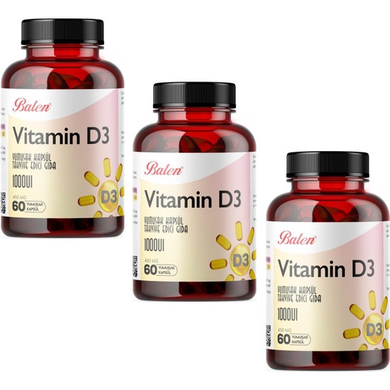 Balen Vitamin D3 450 mg 60 Yumuşak Kapsül x 3 Adet Fiyatı