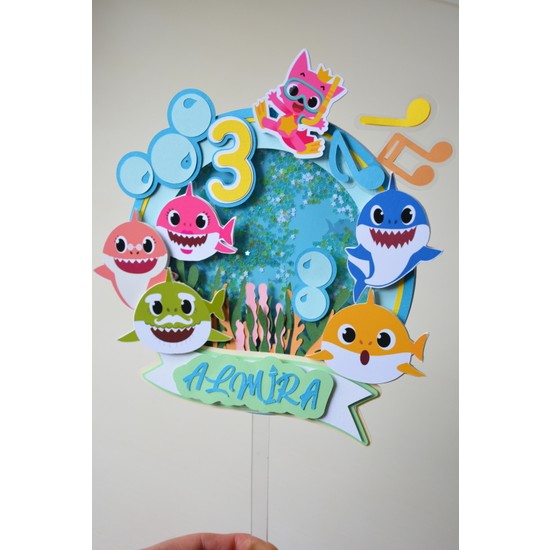 Cake Topper Baby Shark Temalı - Kız/erkek Çocuk/bebek Doğum Fiyatı