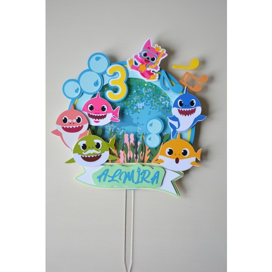 Cake Topper Baby Shark Temalı - Kız/erkek Çocuk/bebek Doğum Fiyatı