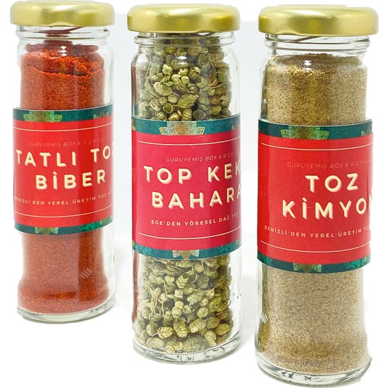 Guruyemiş Box 3'lü Baharat Seti Kimyon Top Kekik Tatlı Toz Fiyatı