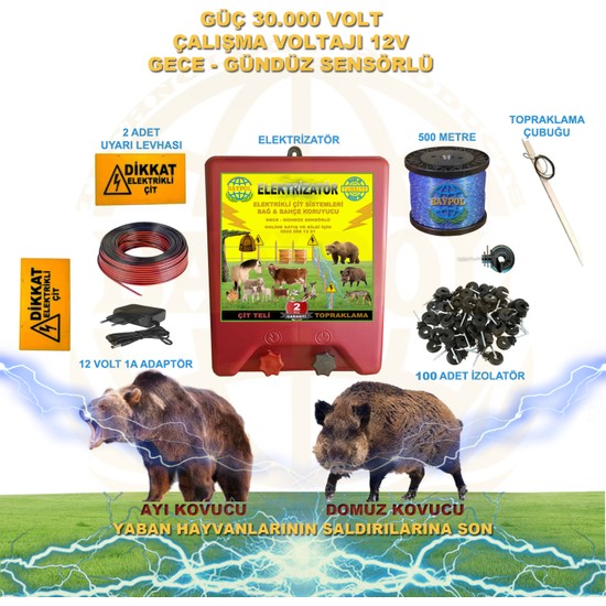 Baypol Sensörlü Ayı - Domuz Kovucu Elektrikli Çit 12VEKO500 Fiyatı