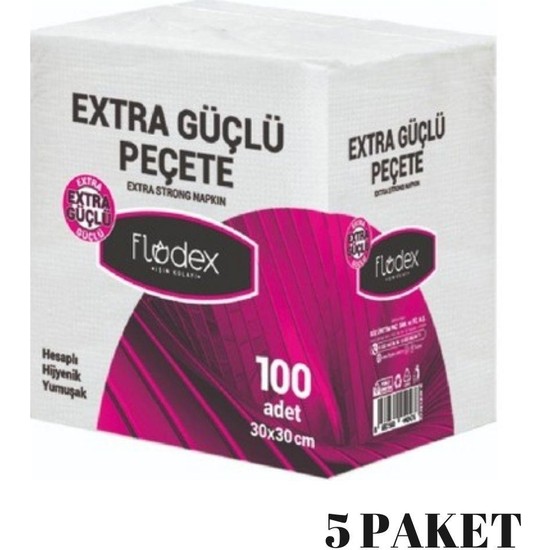 Flodex - Extra Güçlü Peçete 30X30CM 100LÜ - 5 Paket Fiyatı